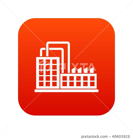 Factory building icon digital red - Stock Illustration [40603928] - PIXTA