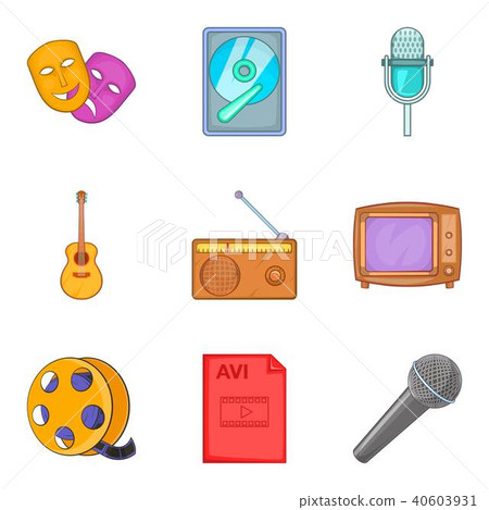 Musical arrangement icons set, cartoon style - Stock Illustration ...