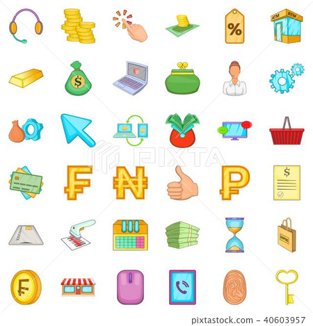 Mobile deal icons set, cartoon style - Stock Illustration [40603957 ...