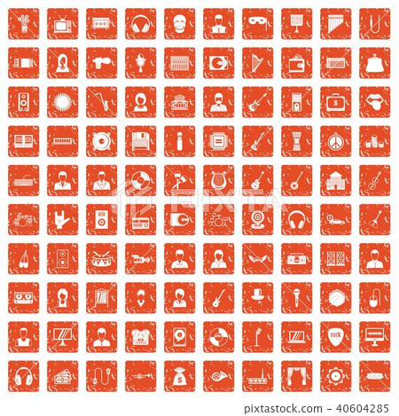 100 music icons set grunge orange - Stock Illustration [40604285] - PIXTA