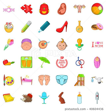 Youthful icons set, cartoon style - Stock Illustration [40604436] - PIXTA