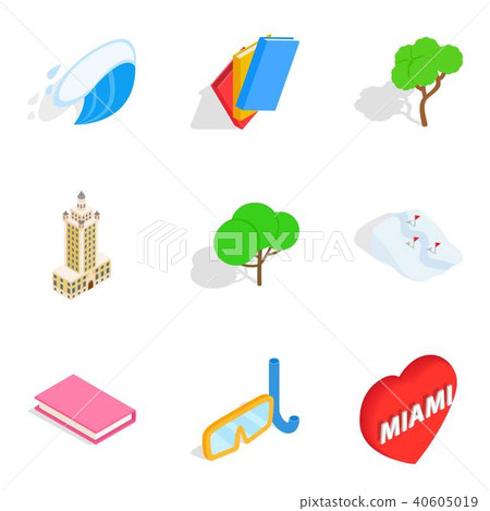 Funny place icons set, isometric style - Stock Illustration [40605019 ...