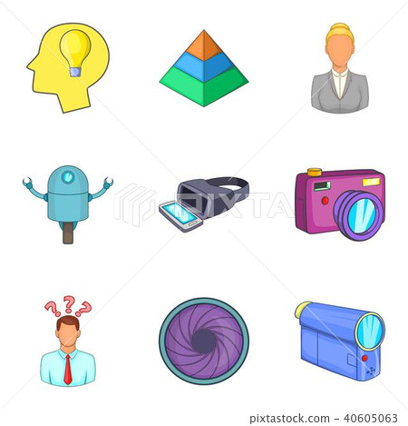 Physical phenomenon icons set, cartoon style - Stock Illustration ...