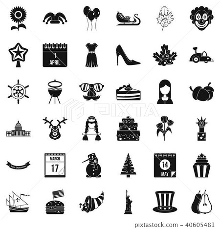 National folklore icons set, simple style - Stock Illustration ...