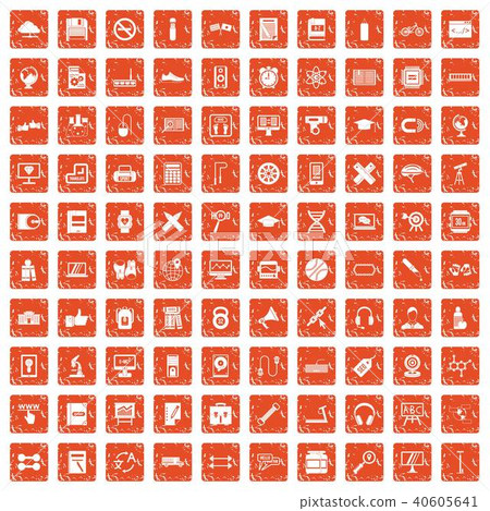 100 training icons set grunge orange-插圖素材 [40605641] - PIXTA圖庫
