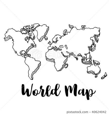 Hand drawn World map sketch,vector illustration - Stock Illustration ...