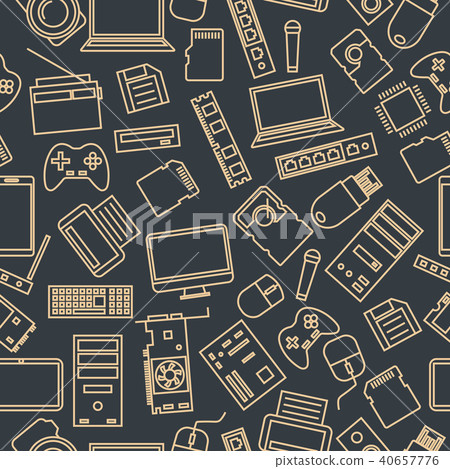 Seamless pattern from a set of computer icons - Stock Illustration ...