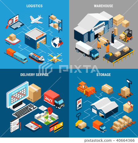 Logistics 2x2 Isometric Concept - Stock Illustration [40664366] - PIXTA