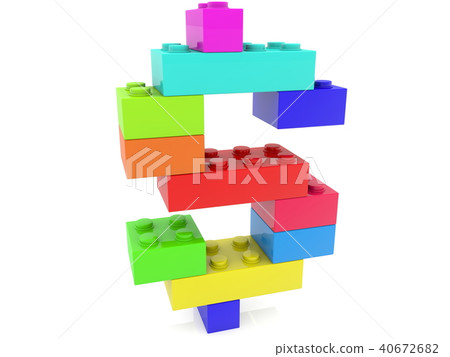 Dollar sign concept build from colorful toy bricks - Stock Illustration ...