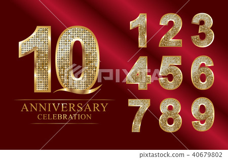 0-9 numbers golden mosaic in disco ball style. - Stock Illustration ...