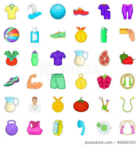 Natural respectable icons set, cartoon style - Stock Illustration ...