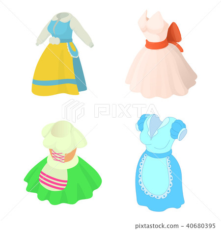 Dress icon set, cartoon style - Stock Illustration [40680395] - PIXTA