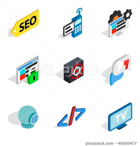 Computer biz icons set, isometric style-插圖素材 [40680457] - PIXTA圖庫