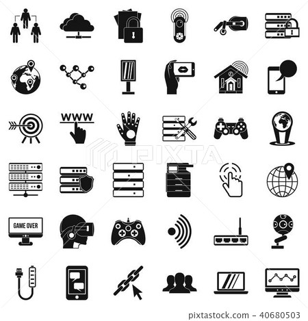 Broadcasting company icons set, simple style - Stock Illustration ...