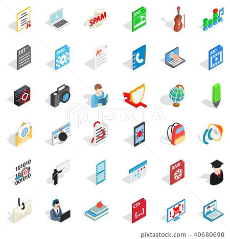 Exercise book icons set, isometric style - Stock Illustration [40680690 ...