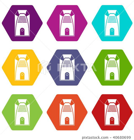 Modern electric home heater icon set color... - Stock Illustration ...