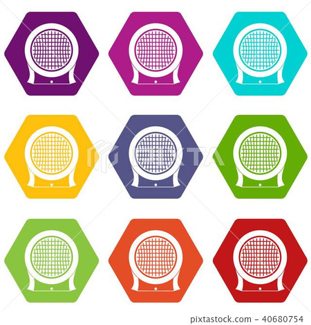 Electric heater icon set color hexahedron - Stock Illustration ...