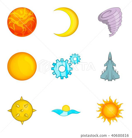 Space research icons set, cartoon style - Stock Illustration [40680816 ...
