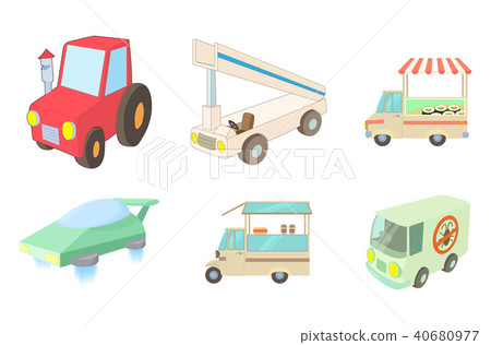 Special vehicle icon set, cartoon style - Stock Illustration [40680977 ...