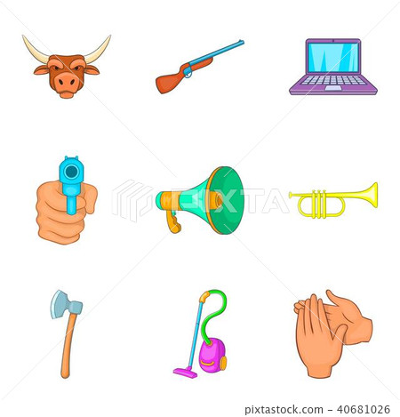 Audio noise icons set, cartoon style - Stock Illustration [40681026 ...