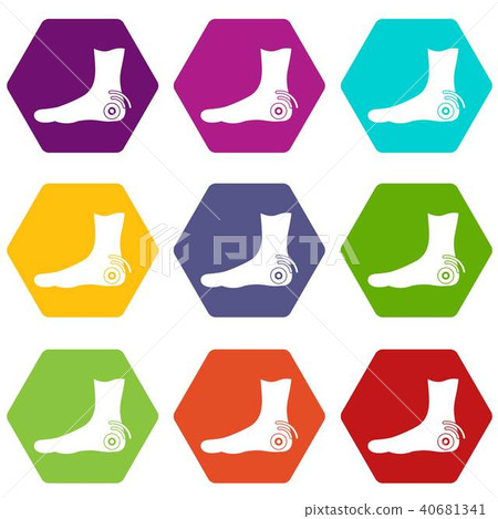 Foot heel icon set color hexahedron - Stock Illustration [40681341] - PIXTA