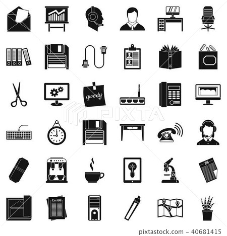 Office space icons set, simple style - Stock Illustration [40681415 ...