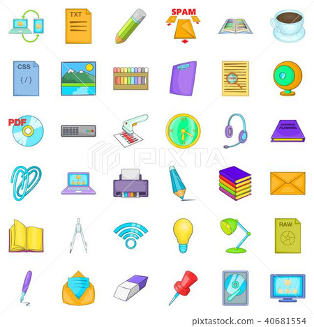 Place of work icons set, cartoon style - Stock Illustration [40681554 ...