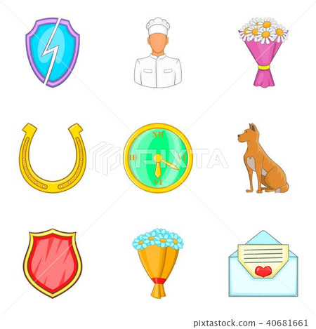 Animal support icons set, cartoon style - Stock Illustration [40681661 ...