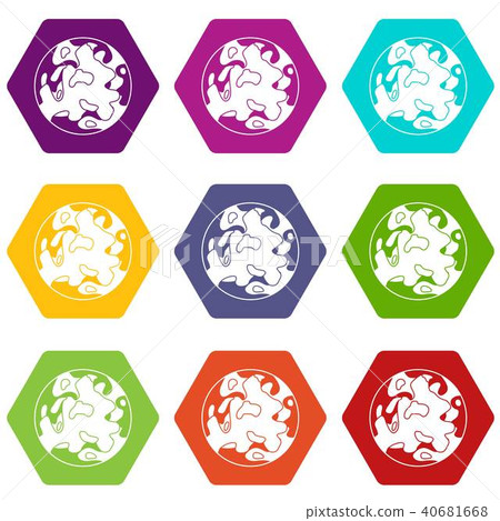 Small planet icon set color hexahedron - Stock Illustration [40681668 ...