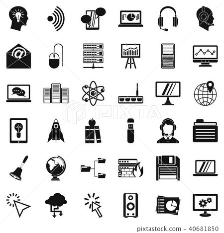 System access icons set, simple style - Stock Illustration [40681850 ...