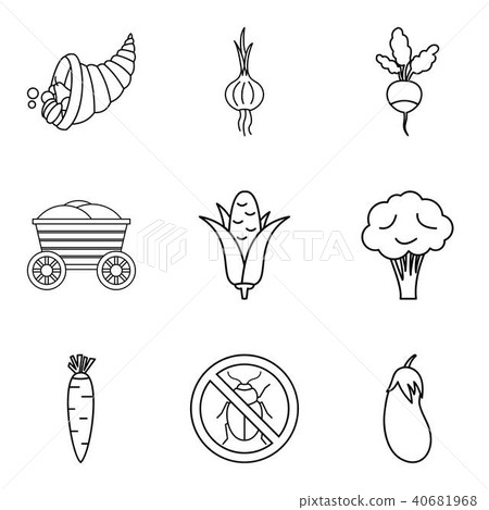 Native home icons set, outline style - Stock Illustration [40681968 ...