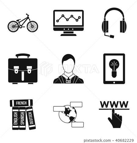 Tech training icons set, simple style - Stock Illustration [40682229 ...