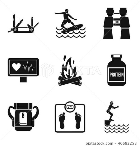 Health status icons set, simple style - Stock Illustration [40682258 ...
