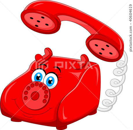 Cartoon Red Old Retro Rotary Telephone - Stock Illustration [40684619 ...