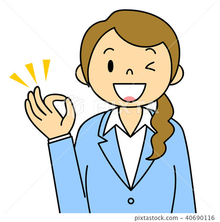 Female office worker variation OK pose - Stock Illustration [40690116 ...