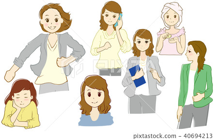 Seven female poses - Stock Illustration [40694213] - PIXTA