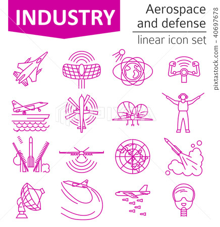Aerospace and defense, military aircraft icon set - Stock Illustration ...