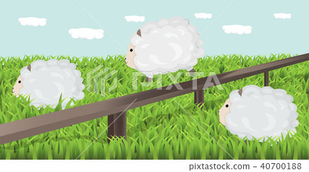 Sheep grazing the grass Vector - Stock Illustration [40700188] - PIXTA