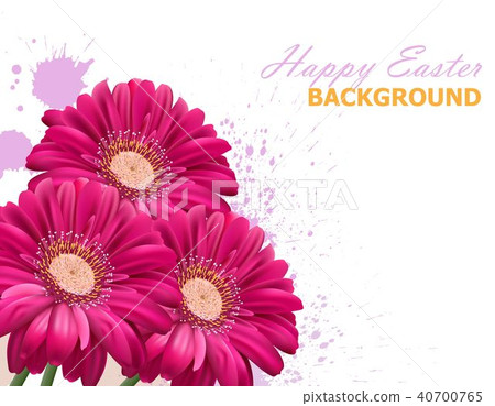 Happy Easter daisy flowers bouquet card. Spring - Stock Illustration ...