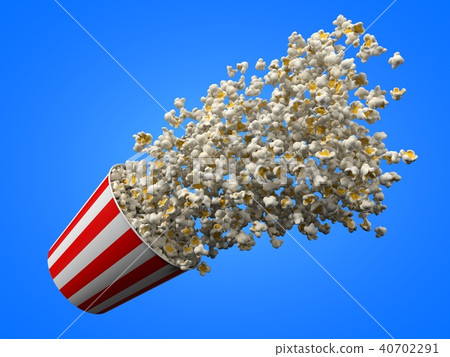 throwing bucket of popcorn. 3d illustration - Stock Illustration ...