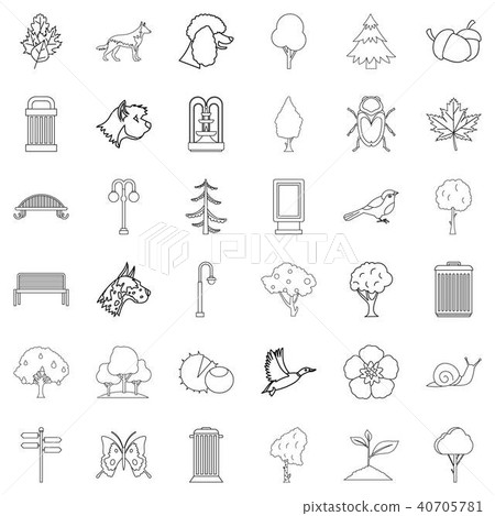 Small park icons set, outline style - Stock Illustration [40705781] - PIXTA
