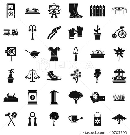Community garden icons set, simple style - Stock Illustration [40705793 ...