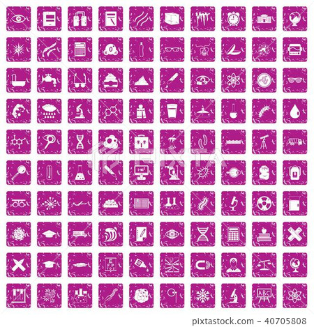 100 microscope icons set grunge pink - Stock Illustration [40705808 ...