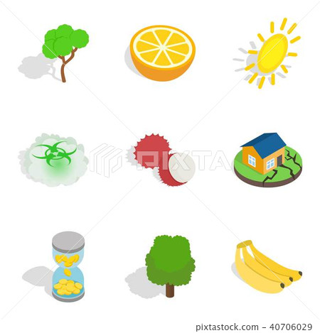 Natural recovery icons set, isometric style - Stock Illustration ...