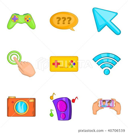 Program development icons set, cartoon style - Stock Illustration ...