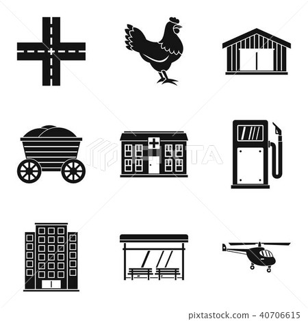 Industrial fragment icons set, simple style - Stock Illustration ...