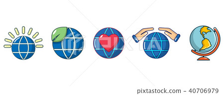 Global icon set, cartoon style - Stock Illustration [40706979] - PIXTA