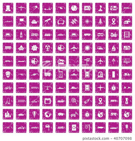 100 technology icons set grunge pink - Stock Illustration [40707098 ...