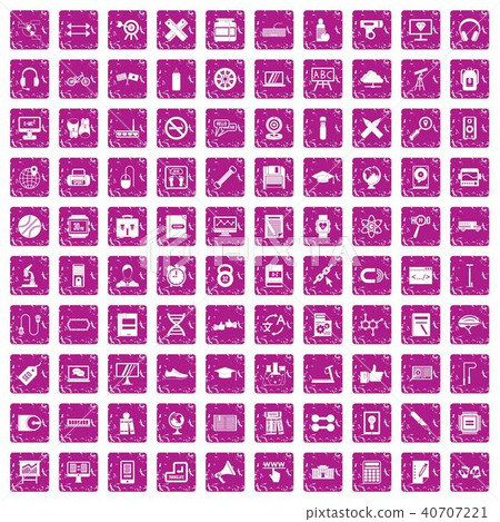 100 training icons set grunge pink - Stock Illustration [40707221] - PIXTA