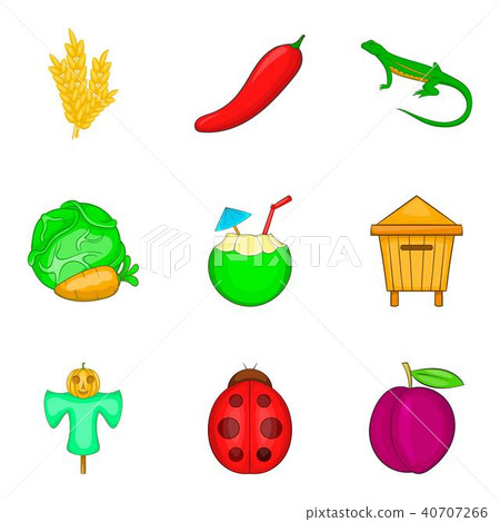 Vegetable origin icons set, cartoon style - Stock Illustration ...